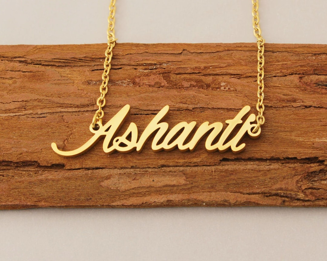 Ashanti Name Neckalce, Personalized Nameplate Necklace, Dainty Necklace ...