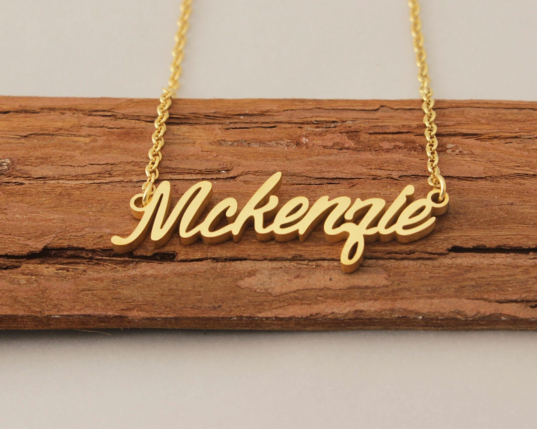 Name Necklace, Mckenzie Name Necklace Gold, Initial Necklace, Engraved ...