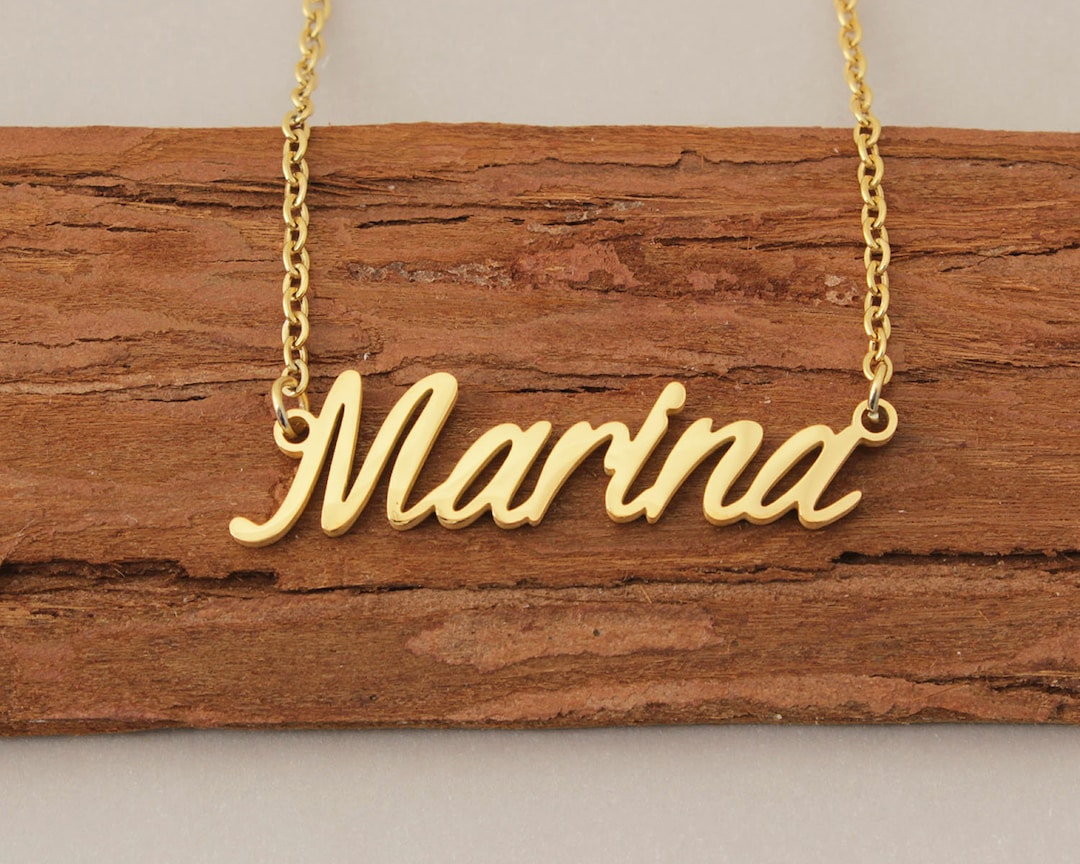 Custom Name Necklace, Marina Gold Name Necklace, Engraved Your Name ...