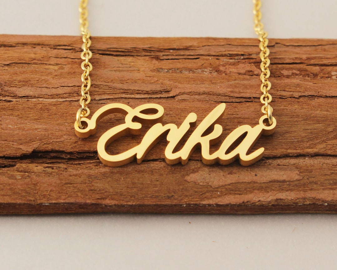 Name Necklace, Custom Erika Name Necklace Gold, Letter Necklace ...
