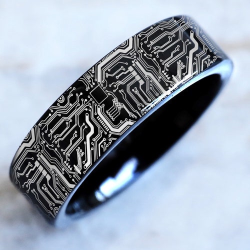 Circuit Board Wedding Band Computer Science Engagement Ring - Etsy