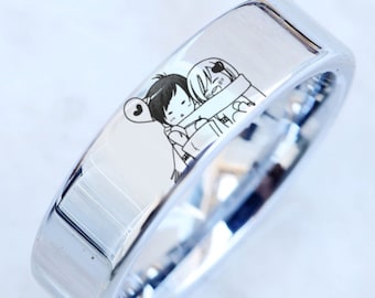 Anime I love you Manga Wedding Ring Weebo Otaku Band Senpai | Etsy