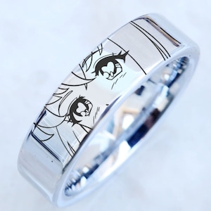 Anime Heart Eyes Wedding Ring, Anime Eyes Wedding Band, Senpai Ring ...