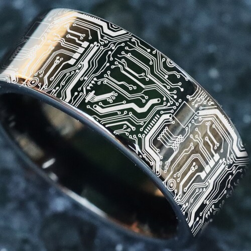 Circuit Board Wedding Band Computer Science Engagement Ring - Etsy