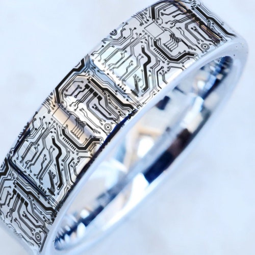 Circuit Board Wedding Band Computer Science Engagement Ring - Etsy