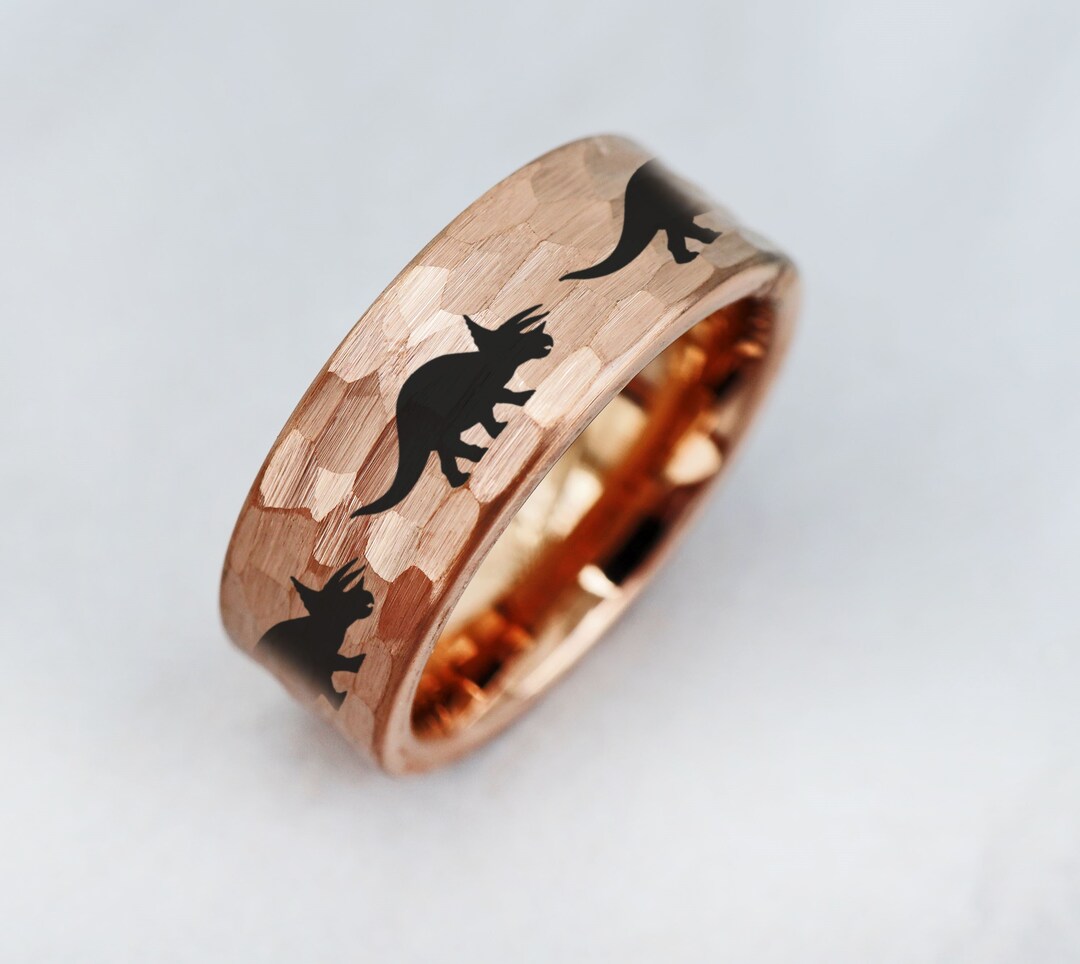 Dinosaur Triceratops Ring Prehistoric Paleo Print Tungsten Wedding Band ...