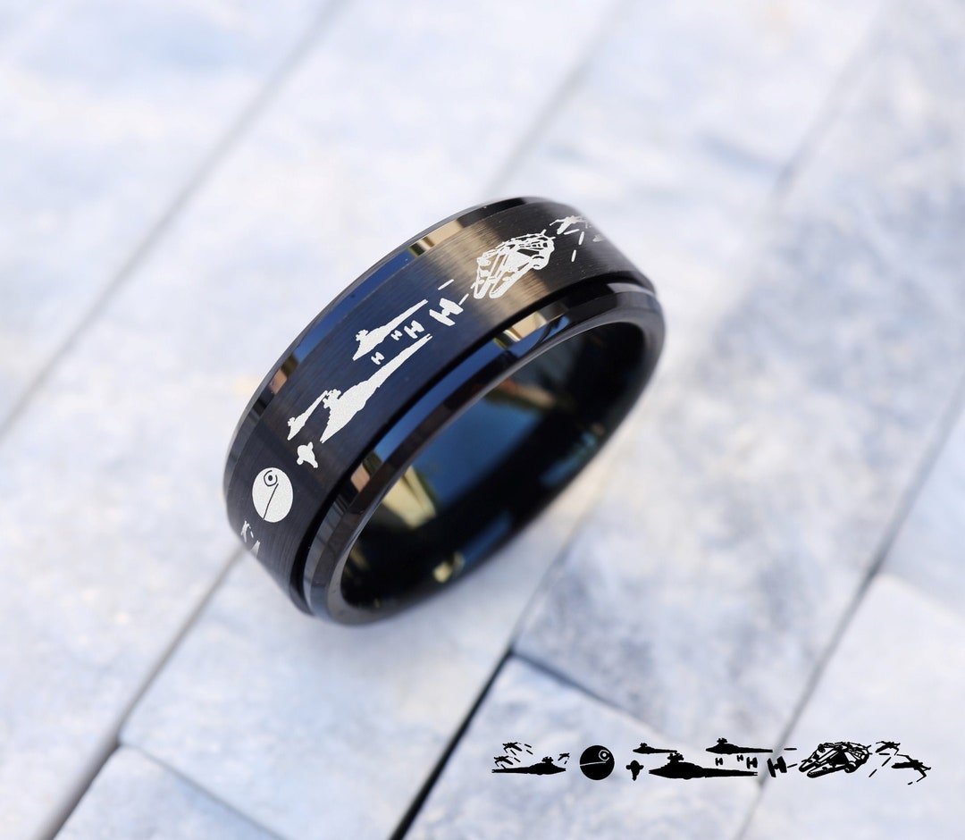 Star Ship Jewelry Spacecraft Wedding Band, Geek Wedding Ring, Falcon ...