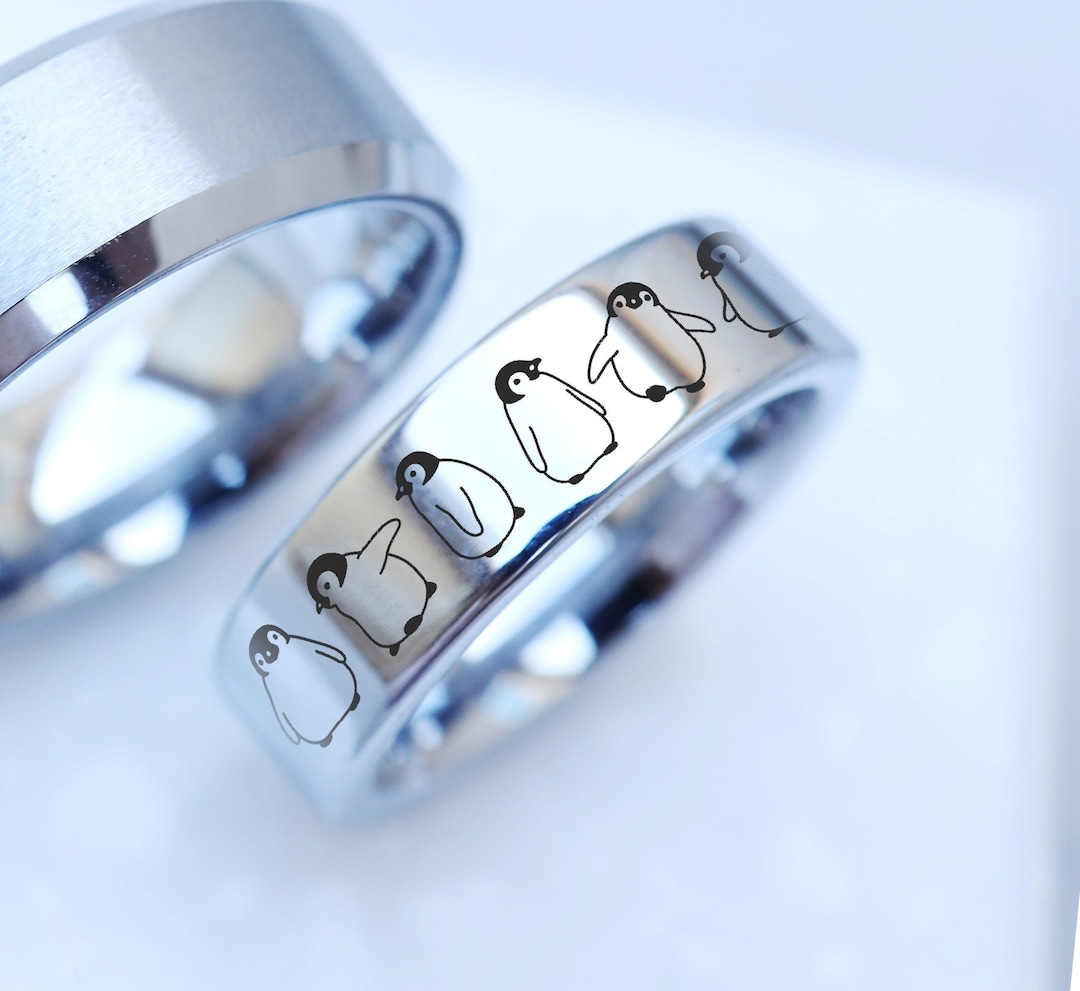 Happy Penguin Jewelry, Penguin Dance Wedding Ring Cute Penguins Wedding ...