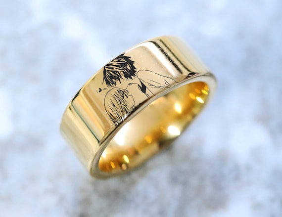 Anime Forehead Kiss Wedding Ring Weebo Otaku Band Senpai | Etsy