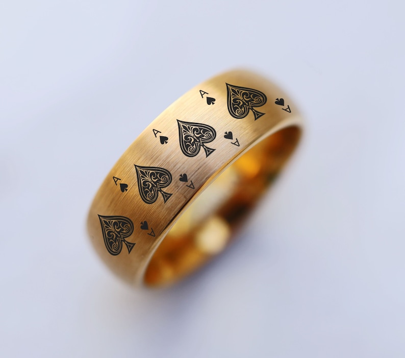 Ace of Spades Wedding Band, Playing Cards Ring, Ace Wedding Band, Ace ...
