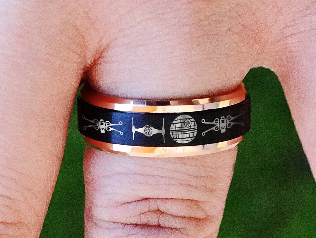 Tie Fighter and X Wing Spinner Ring, Star Wars Tie Fighter X Wing Ring ...