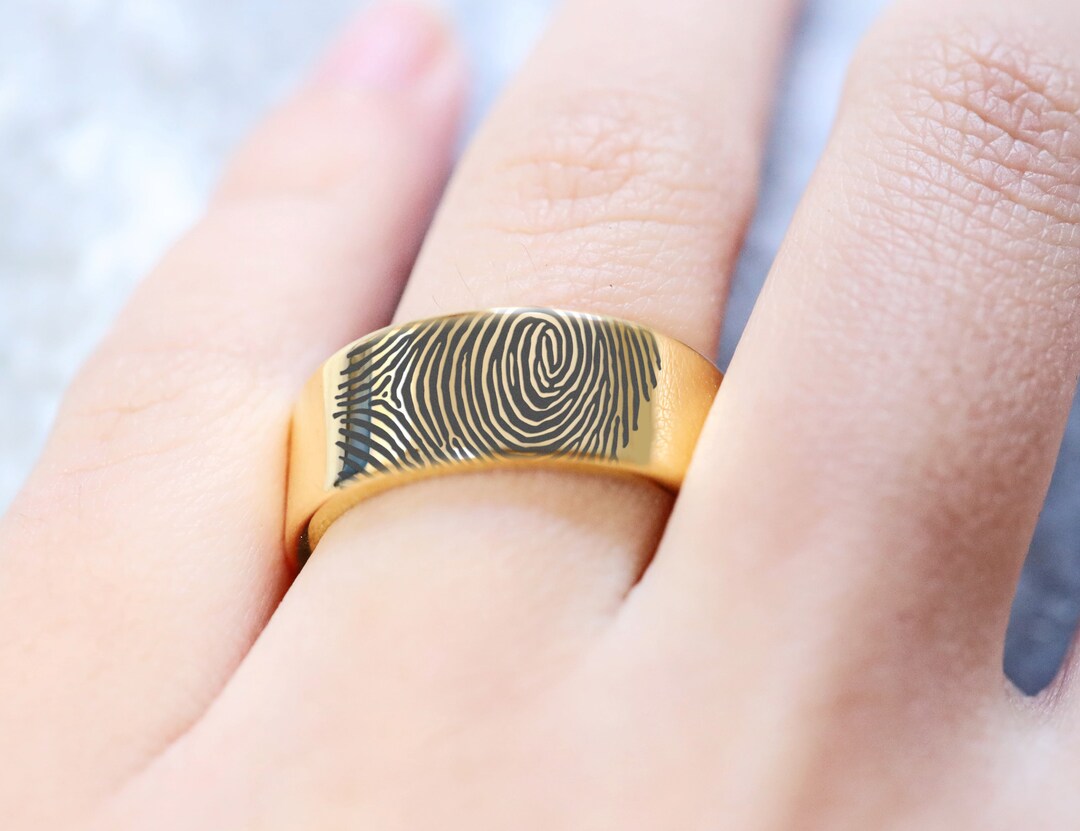 Actual Fingerprint Wedding Ring, Fingerprint Personalized Engagement ...