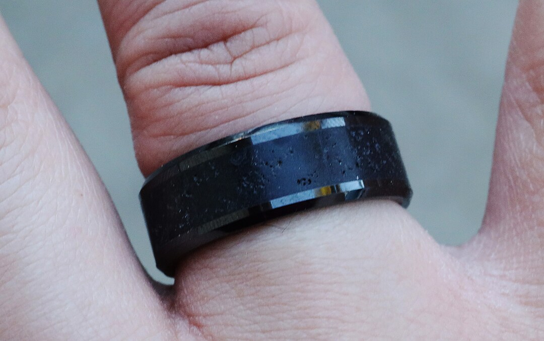 Black Lava Wedding Band, Hypoallergenic Nonmetal Black Lava Rock ...