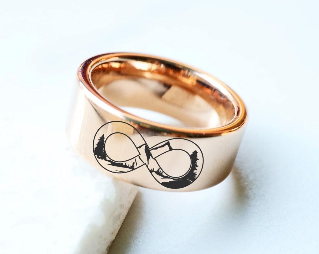 Infinity Symbol Wedding Ring, Mountain Nature Engagement Ring ...