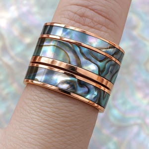 Abalone Shell Wedding Band, Abalone Ocean Inlay Engagement Ring ...