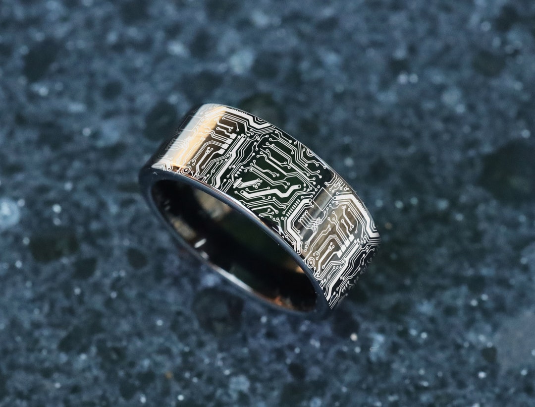 Circuit Board Wedding Band, Computer Science Engagement Ring, PC Board ...