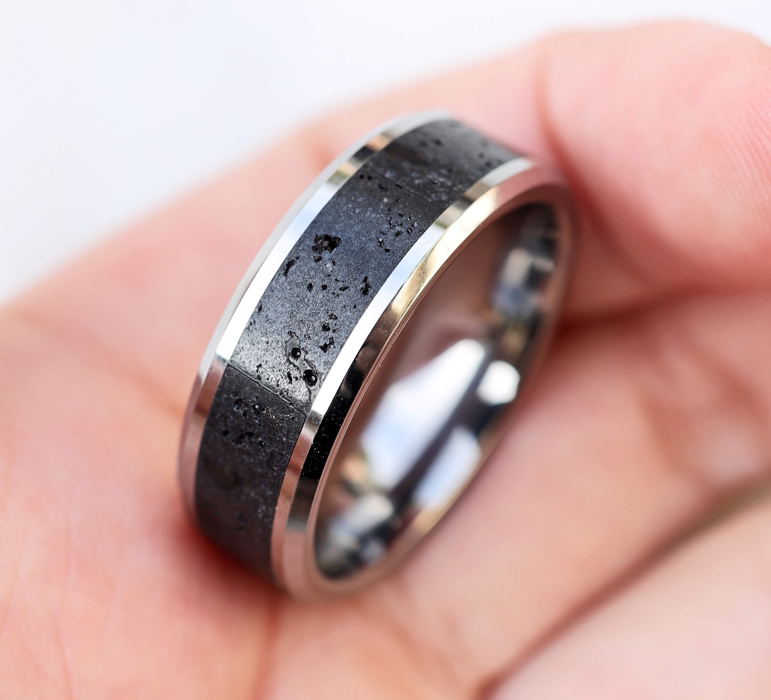 Black Lava Wedding Band Lava Engagement Ring Black Lava Rock - Etsy