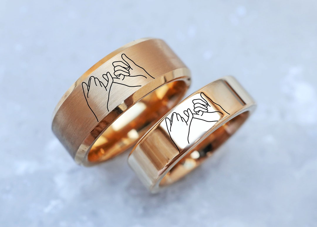 Pinky Promise Lovers Matching Ring Set, Matching Friendship Rings, Cute ...
