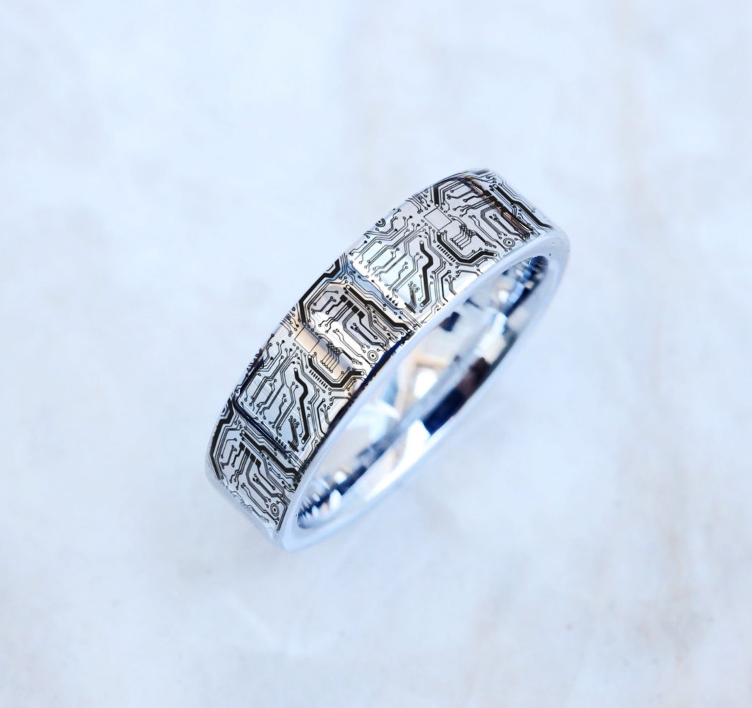 Circuit Board Wedding Band, Computer Science Engagement Ring, PC Board ...