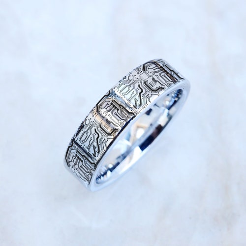 Circuit Board Wedding Band Computer Science Engagement Ring - Etsy
