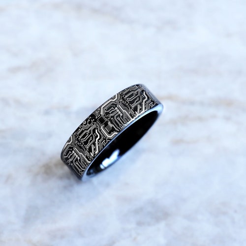 Circuit Board Wedding Band Computer Science Engagement Ring - Etsy