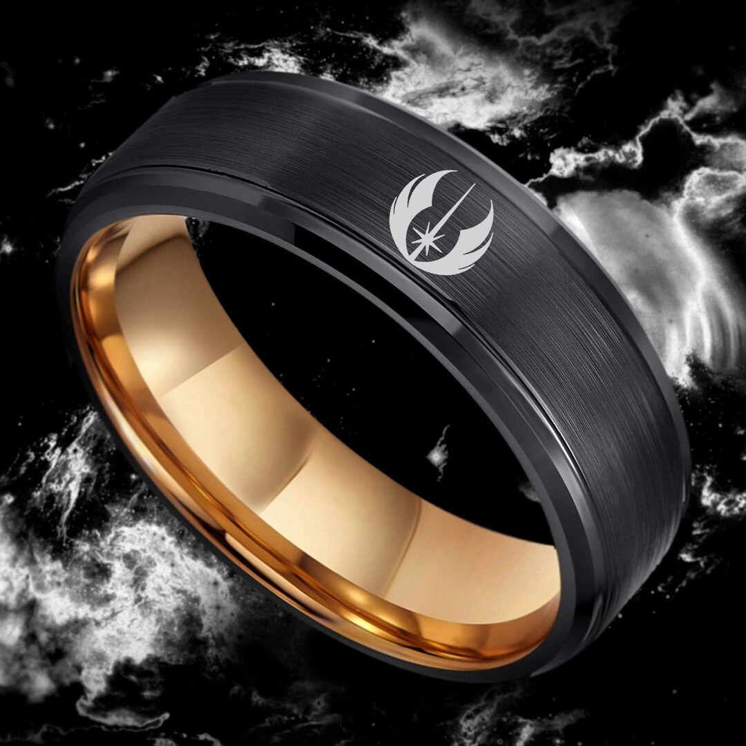 Star Symbol Step Edge Wedding Ring, Spacecraft Wedding Ring, Space ...