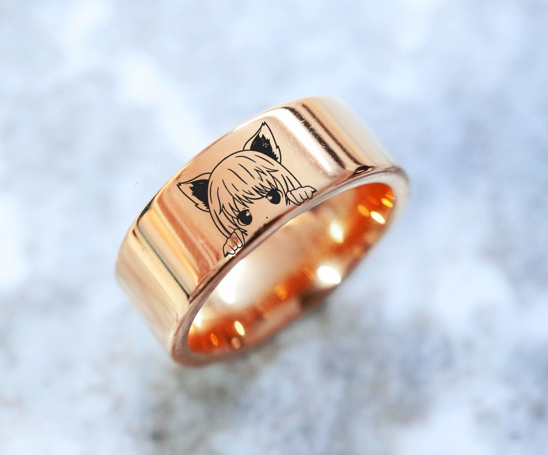 Anime Cat Girl Waifu Kitty Wedding Ring, Weebo Otaku Band, Senpai Ring ...