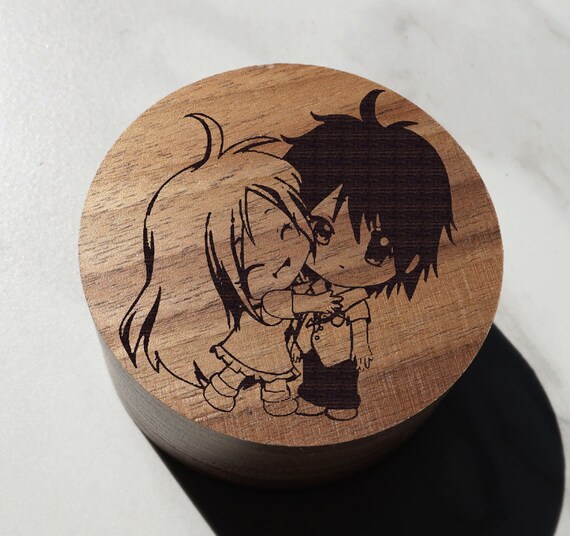 Anime Chibi Waifu Cuddle Hug I Love You Senpai Wood Ring Box | Etsy