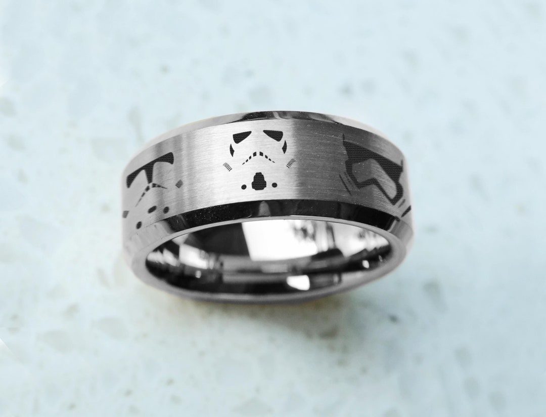 Storm Trooper Ring Storm Trooper Masks Wedding Band, Star Wars Unique Ring, Engraved Star Wars ...