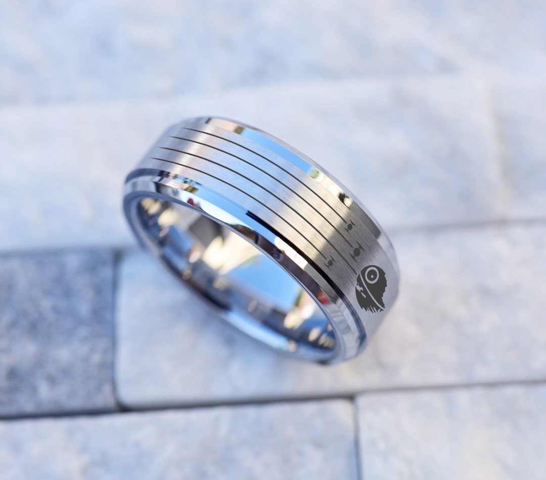 Deathstar Wedding Band Star Wars Wedding Ring Tie Fighters - Etsy