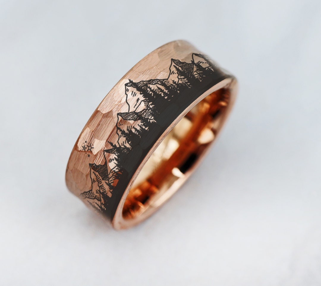 Forest Ring, Mountain Range Ring, Boreal Forest Ring, 8mm Hammered ...