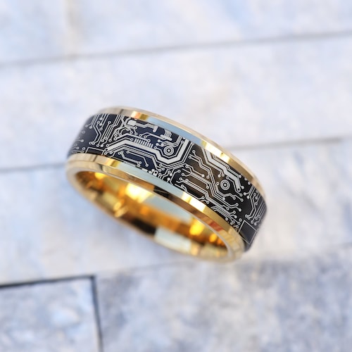 Circuit Board Wedding Band Computer Science Engagement Ring - Etsy