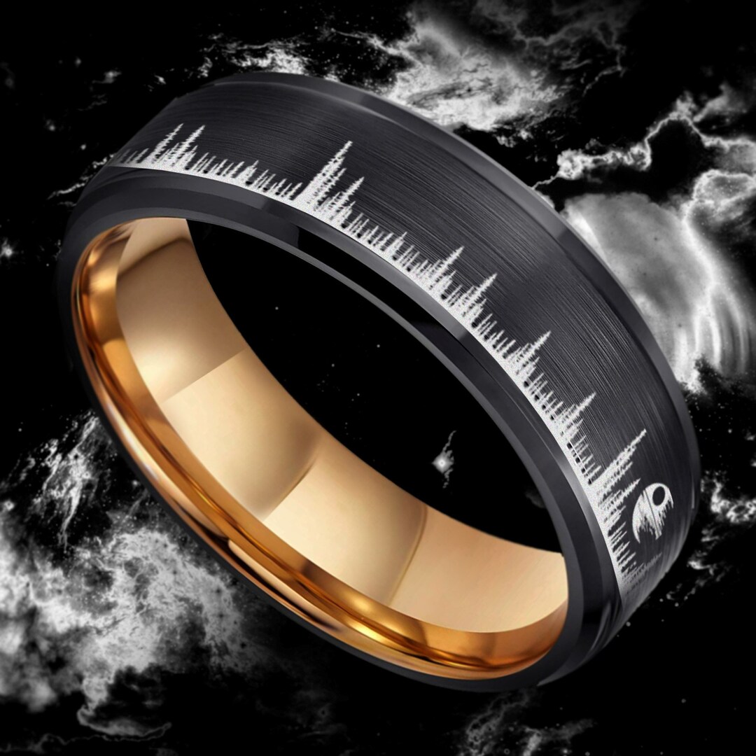 Space Movie Nerd Space Engagement Ring, Death Star Wedding Ring, Geek ...