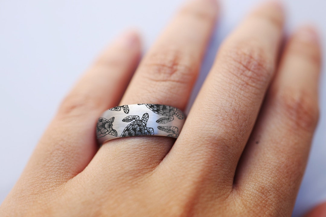 Sea Turtle Wedding Band, Sea Turtle Wedding Ring, Ocean Lover Ring ...