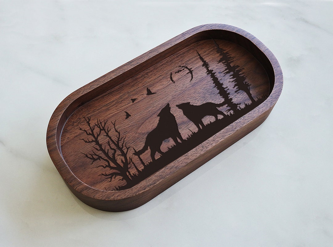 Personalized Howling Wolf Ring Dish/ring Holder/engagement Ring Dish ...