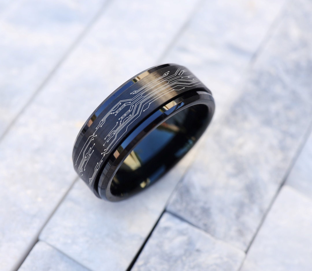 Circuit Board Wedding Ring, Videogame Ring, Gamer Engagement Ring, Nerd ...