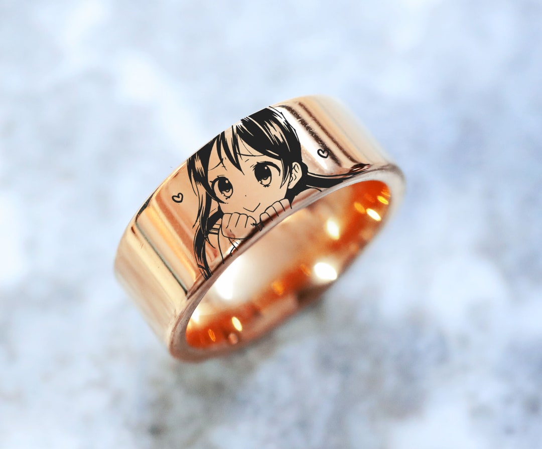 Anime Waifu Cute Girl Wedding Ring, Weebo Otaku Band, Senpai Ring ...