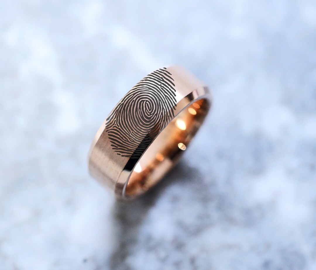 Actual Fingerprint Engraved Wedding Ring, Fingerprint Personalized ...
