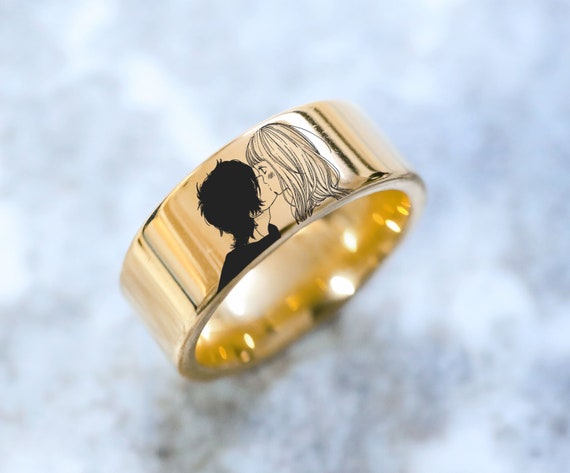 Anime I love you Manga Wedding Ring Weebo Otaku Band Senpai | Etsy