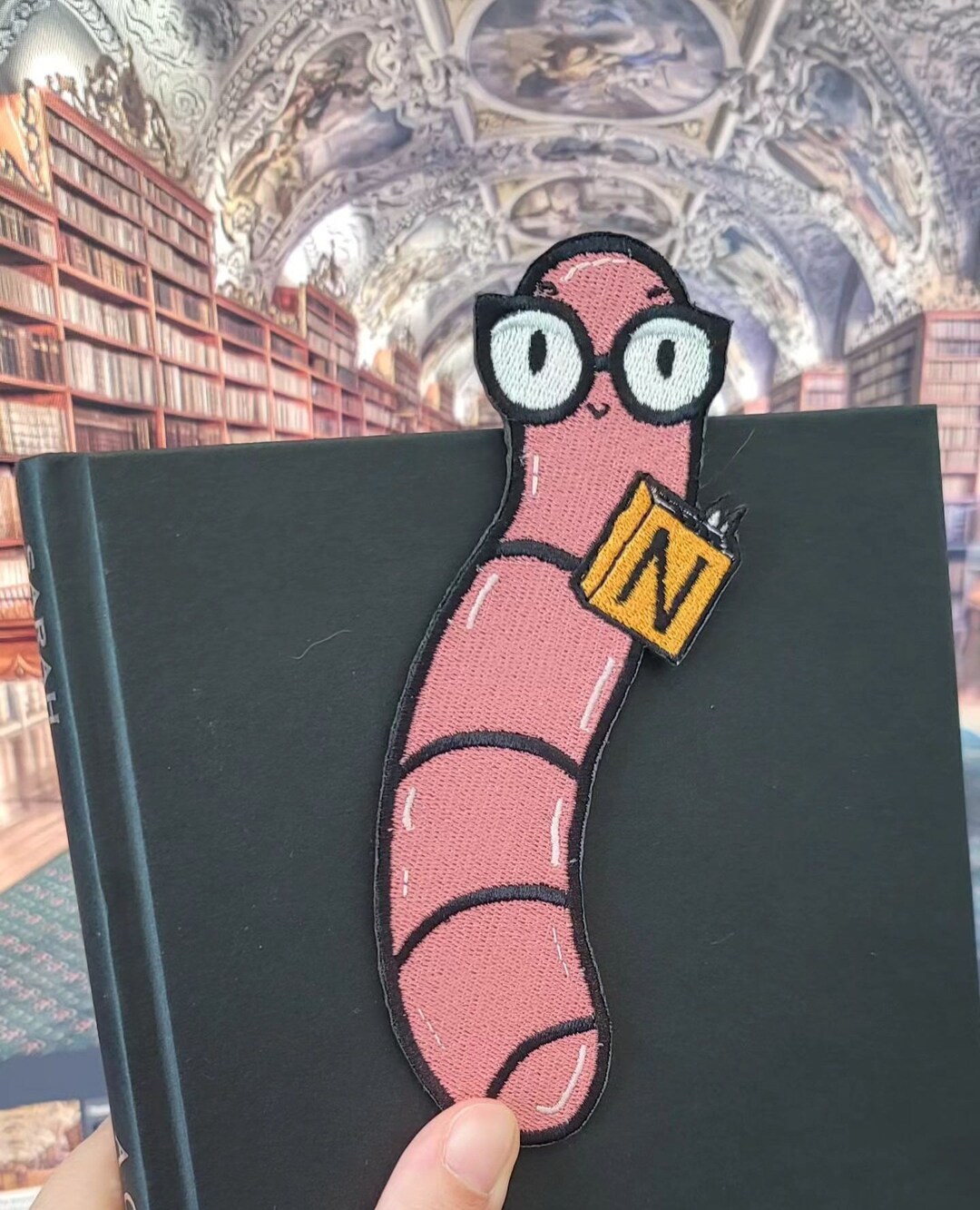 Bookworm Embroidered Bookmark. Custom Letter and Book Color. Perfect ...