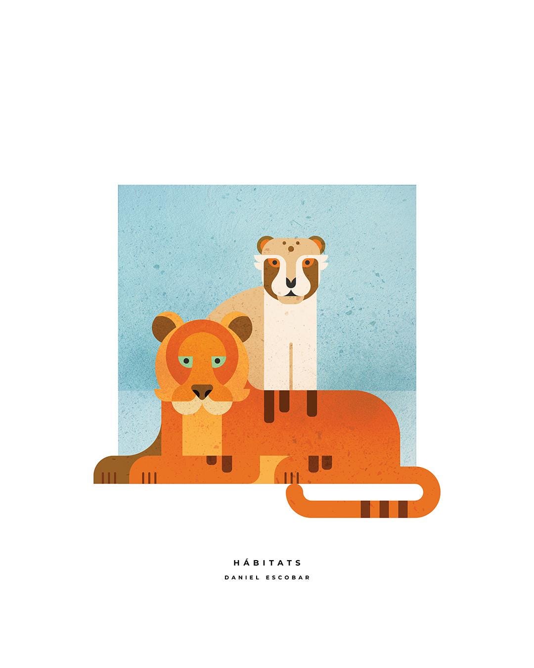 Tiger and Puma Print. Watercolor Animal Illustration. 30x40cm Print ...