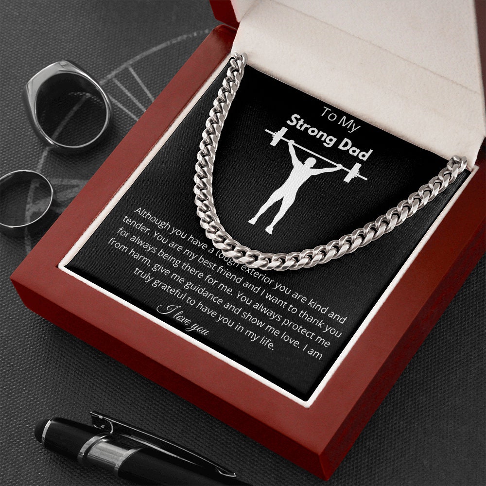 Father's Day Necklace, Cuban Link, to My Strong Dad, Chain for Dad ...