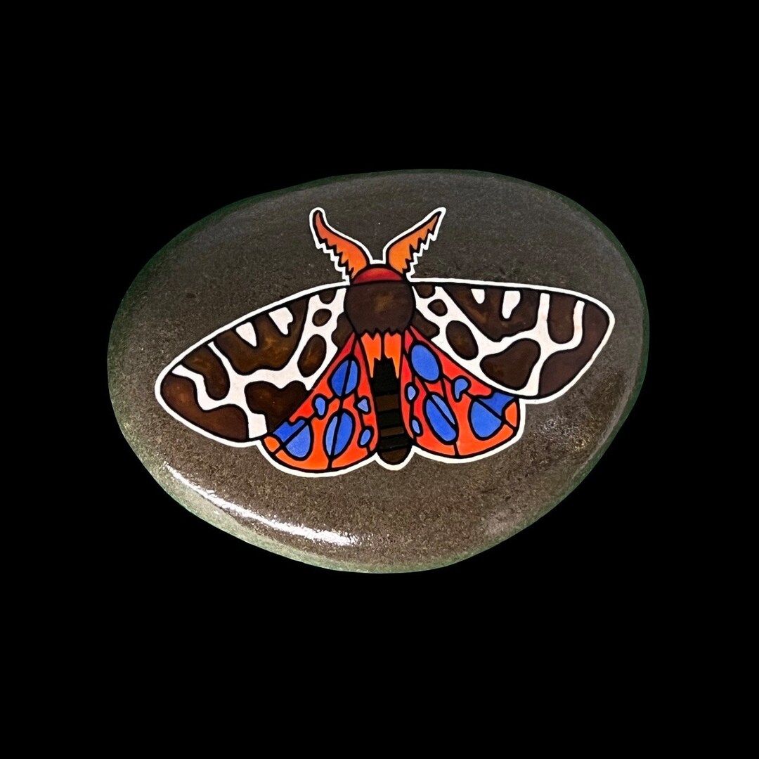 Tiger Moth Painted Rock - Etsy