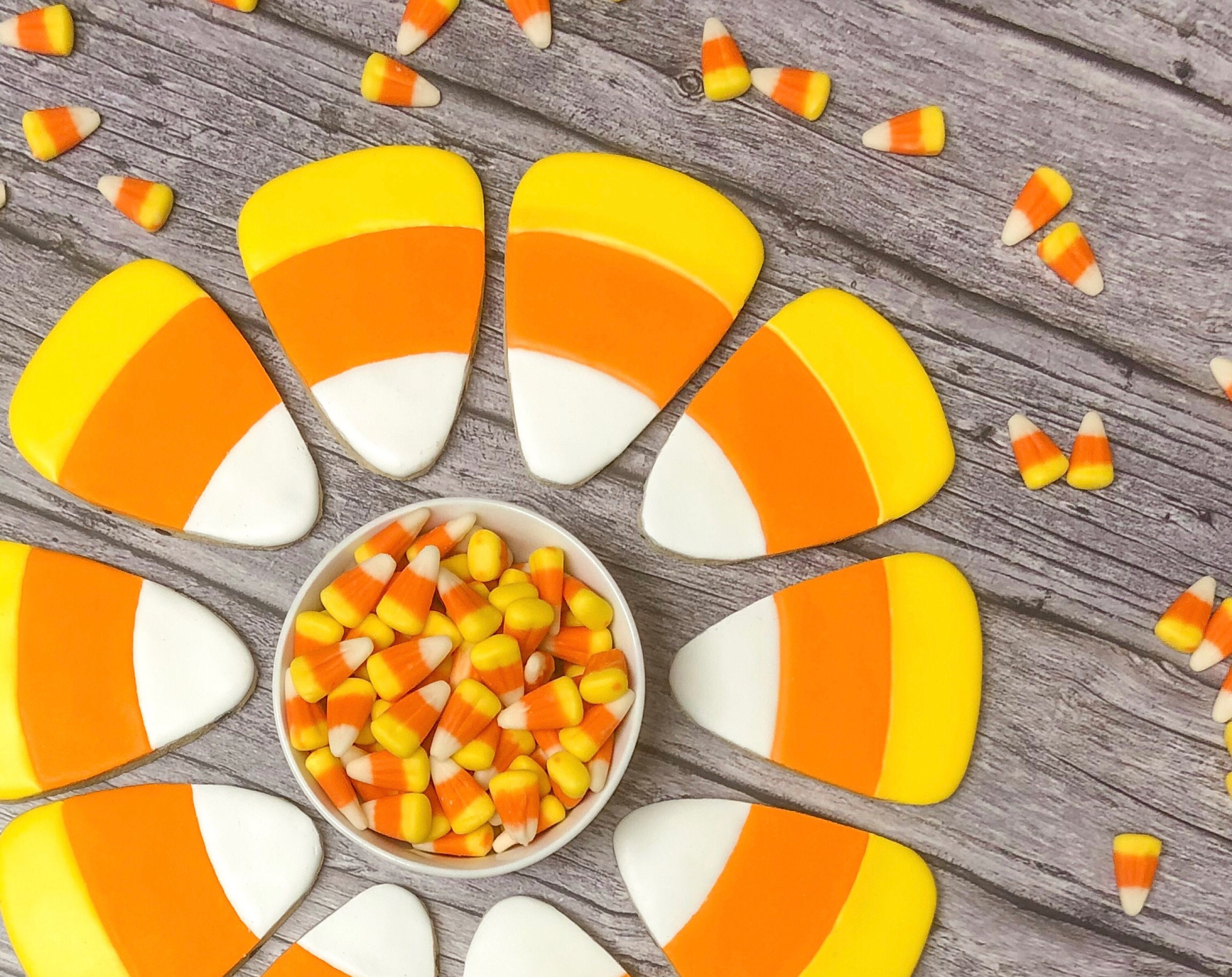 Mini Halloween Candy Corn Sugar Cookies | One Dozen - Etsy