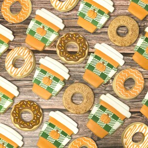 Coffee & Donuts Cookies: Fall / Autumn Themed One Dozen - Etsy