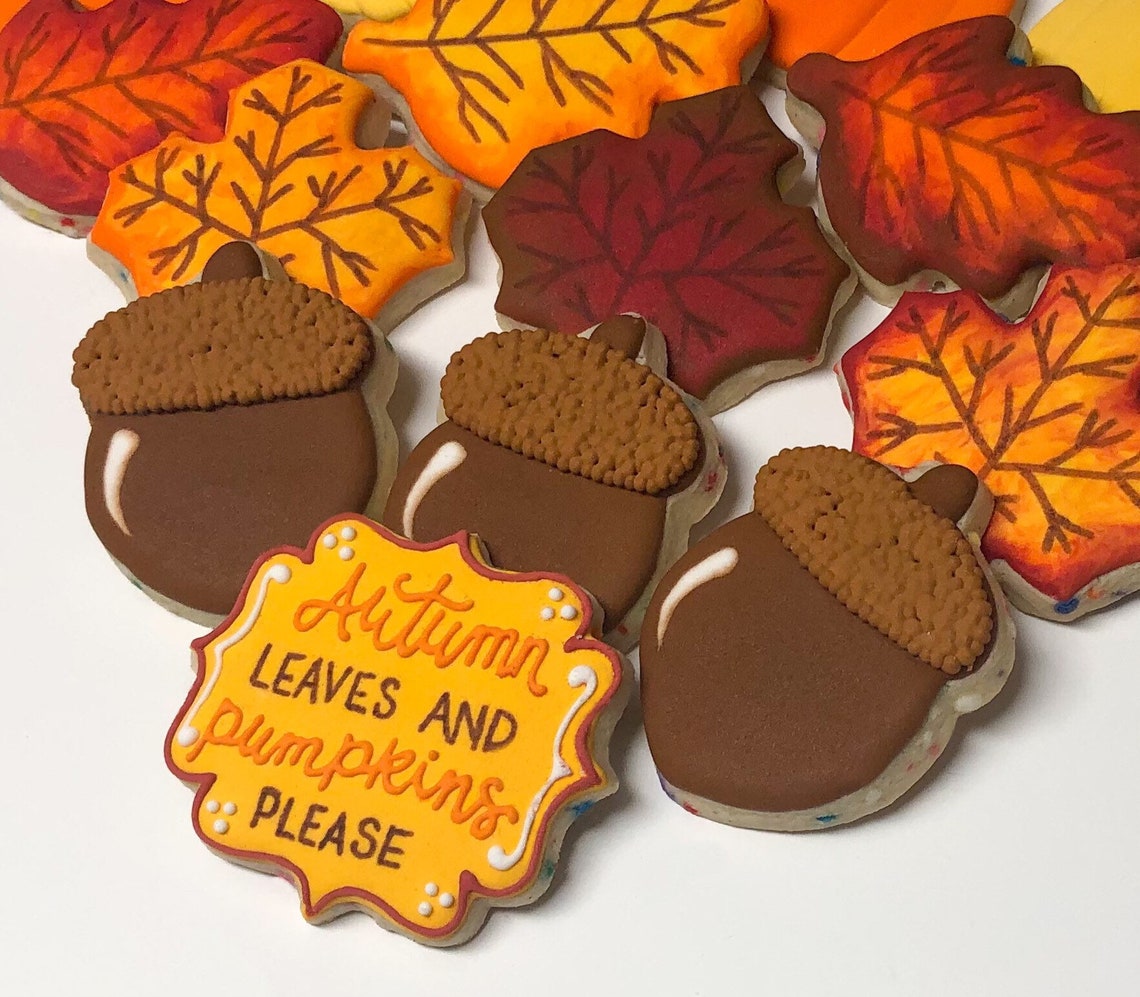 Fall Sugar Cookies, Autumn Cookies | One Dozen - Etsy