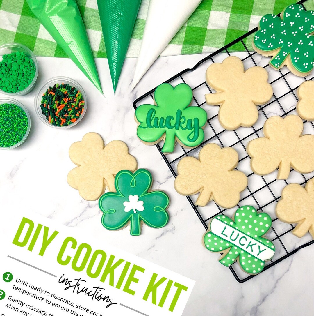 DIY Shamrock St. Patricks Day Cookie Kit Decorate Your Own Cookies One ...