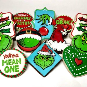 Christmas Grinch Inspired Sugar Cookies | One Dozen - Etsy