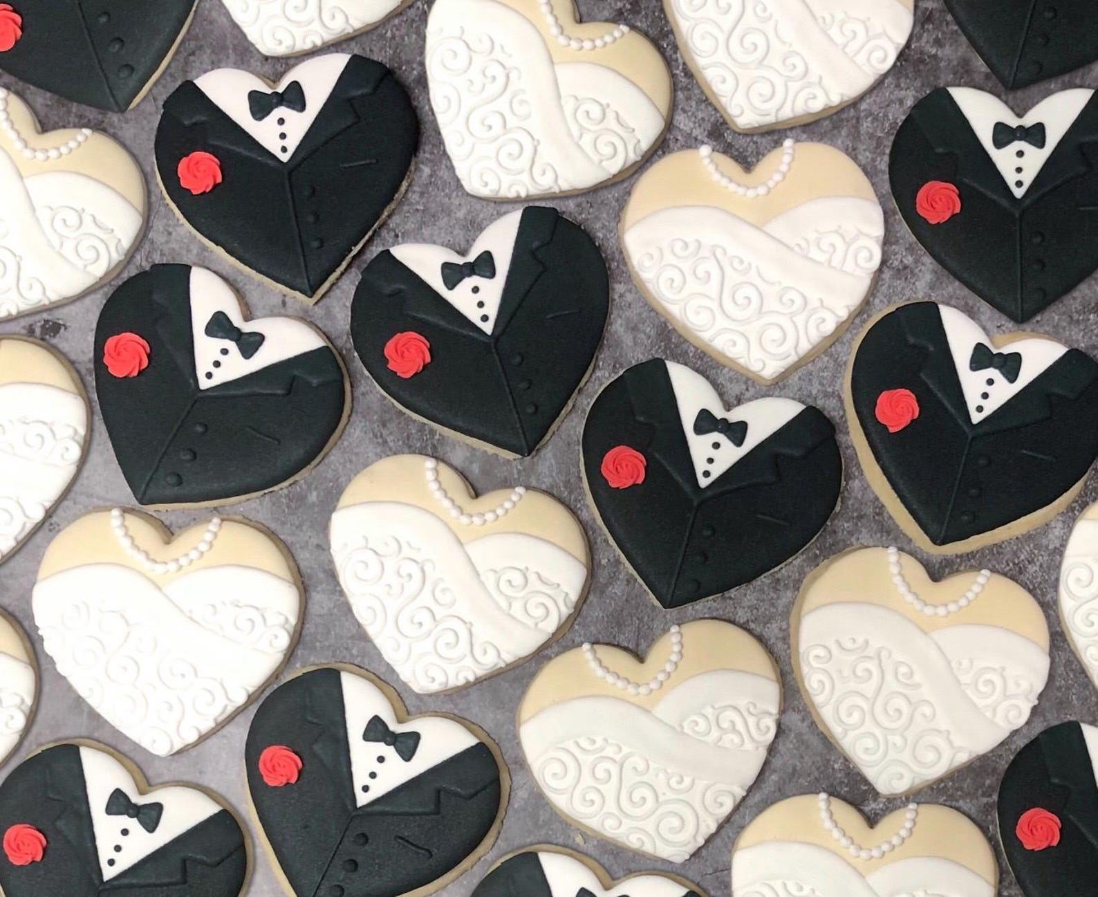 Bride & Groom Heart Sugar Cookies, Wedding Cookies | One Dozen - Etsy