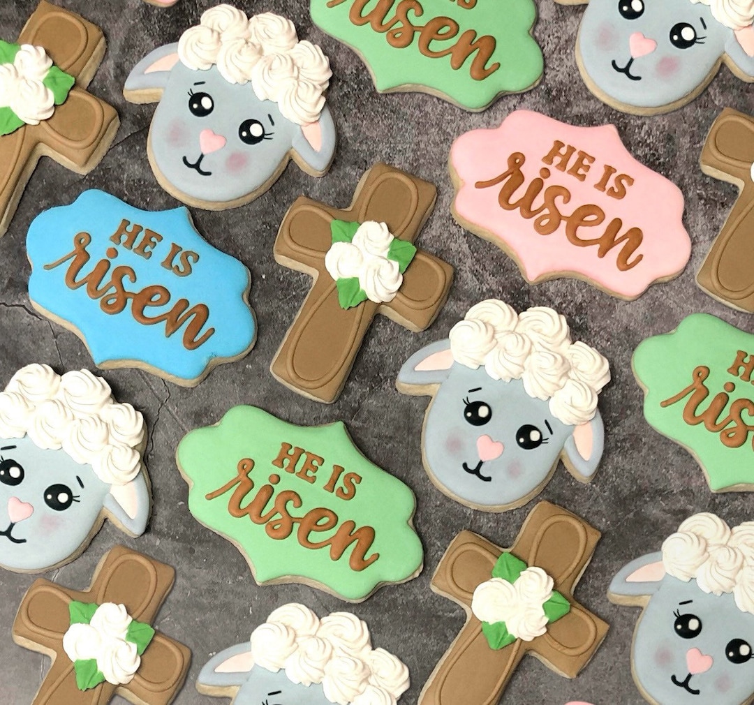 Easter Religious Sugar Cookies, Easter Cross Cookies | One Dozen - Etsy
